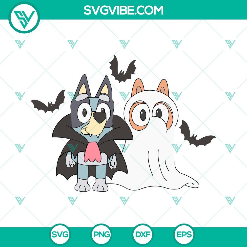 Halloween Bluey SVG Images | Ghost & Dracula SVG Files